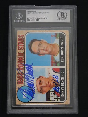 1968 Topps #247a Rookie Johnny Bench "ROY 68" HAND SIGNED BAS AUTHENTIC ...