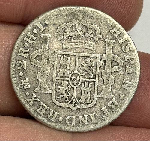 1810 MEXICO 2 Reales (Mo-HJ) Silver Coin Spanish Colonial Ferdinand VII ...