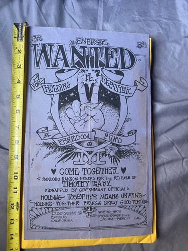 Timothy Leary "Energy Wanted" 8 1/2 in. x 14 in. Original Poster By ...