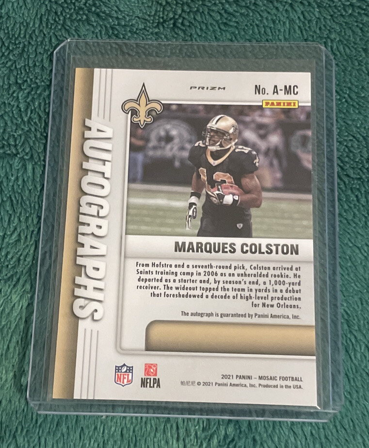 2021 Marques Colston Auto Panini Mosaic Autograph New Orleans Saints ...