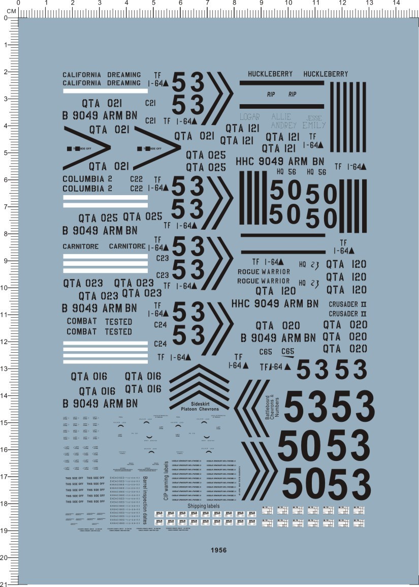 Detail Up 1/35 US Army M1A1 Abrams Tank Markings Model Water Decal 1956 ...