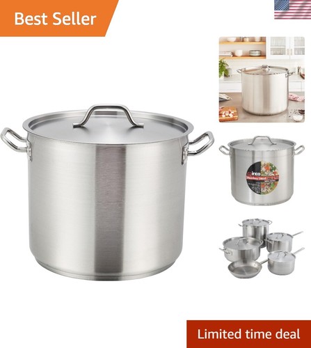 80 Quart Stainless Steel Stock Pot with Lid - Commercial-Grade ...