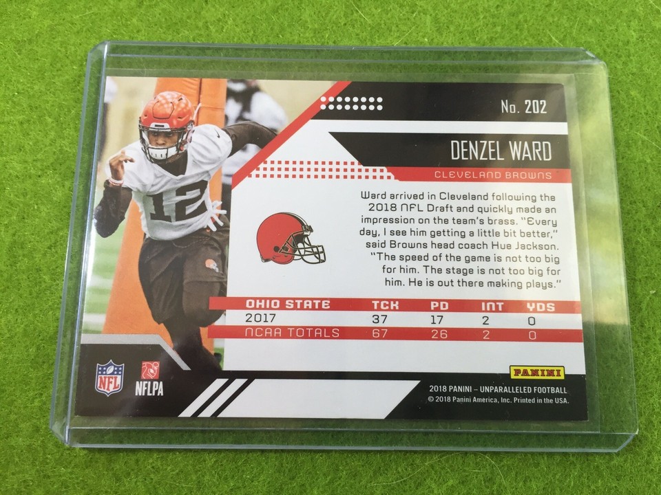 DENZEL WARD ROOKIE CARD JERSEY #12 PRIZM CLEVELAND BROWNS 2018 ...