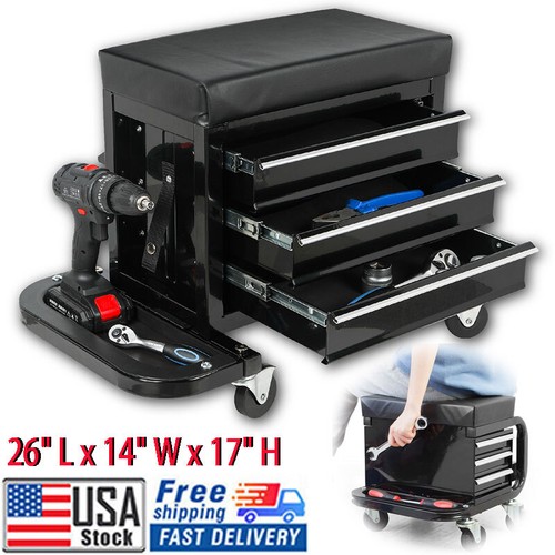 Rolling Tool Box Drawers Chest Seat Tools Storage Cabinet Mechanic ...