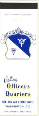 Match Book Cover - Bolling Air Force Base, Washington, DC - 1950s | eBay