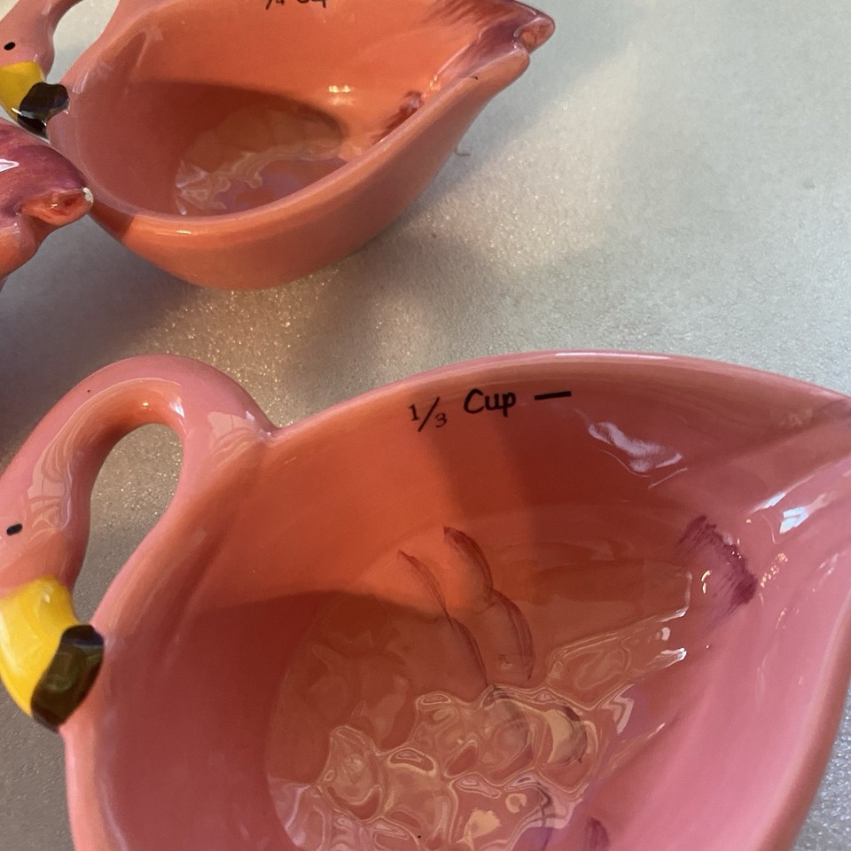 Pink Flamingo Measuring Cups Set of 4 Nesting (1 - 1/2 - 1/3 - 1/4 Cup ...