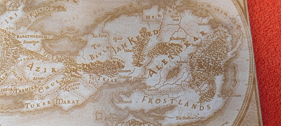 Laser engraved map of Roshar v2 from The Stormlight Archive by B ...