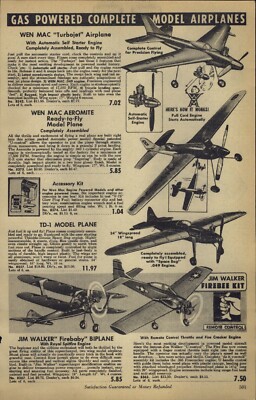 1956 PAPER AD Wen Mac Gas Airplane Turbojet Aeromite Jim Walker Toy ...