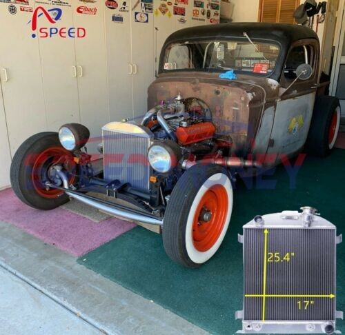 For 1932 Ford Chopped Hot Rod Chevy V8 Engine 3 Row Aluminum Radiator ...
