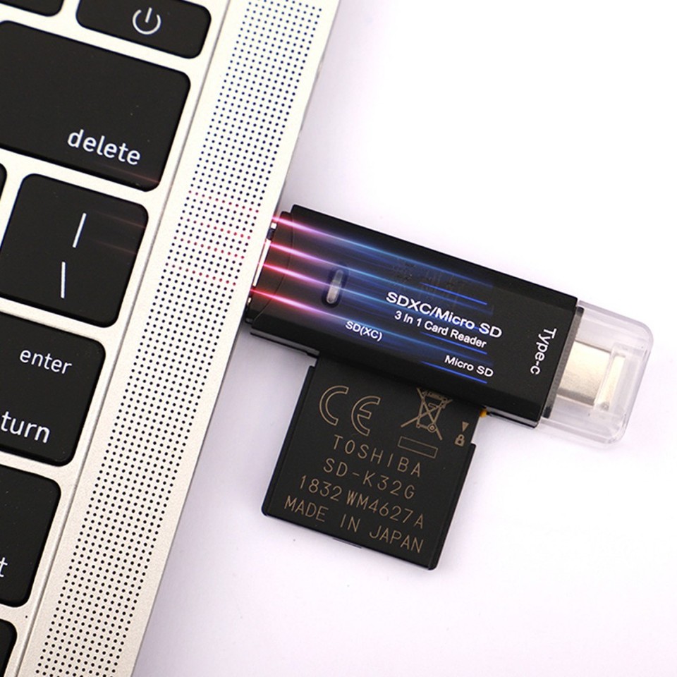3 In Computer Memory Card Adapters Usb Adaptor Type-C Micro Reader ...