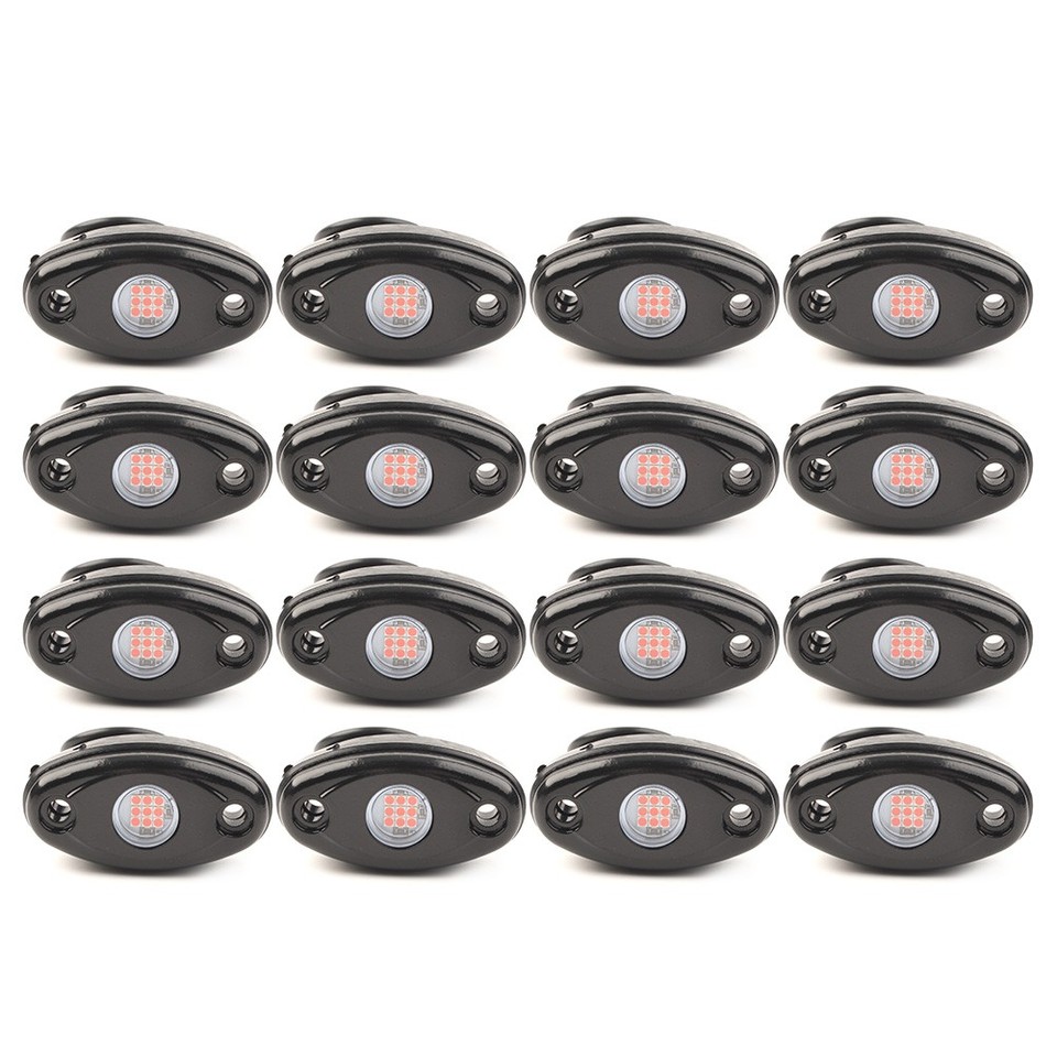 16pcs Red LED Rock Lamp For JEEP ATV Off-Road Truck Under Body Trail ...