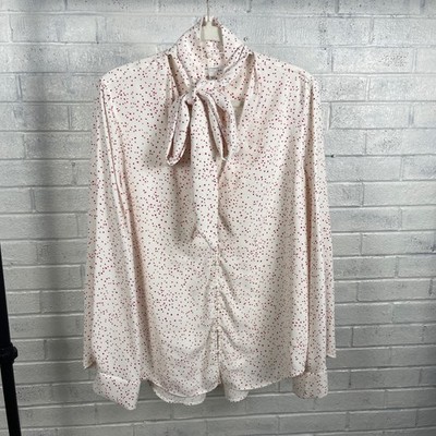 Equipment Femme Red Polka Dot Tie Neck Blouse Womens XL Quiet Luxury ...
