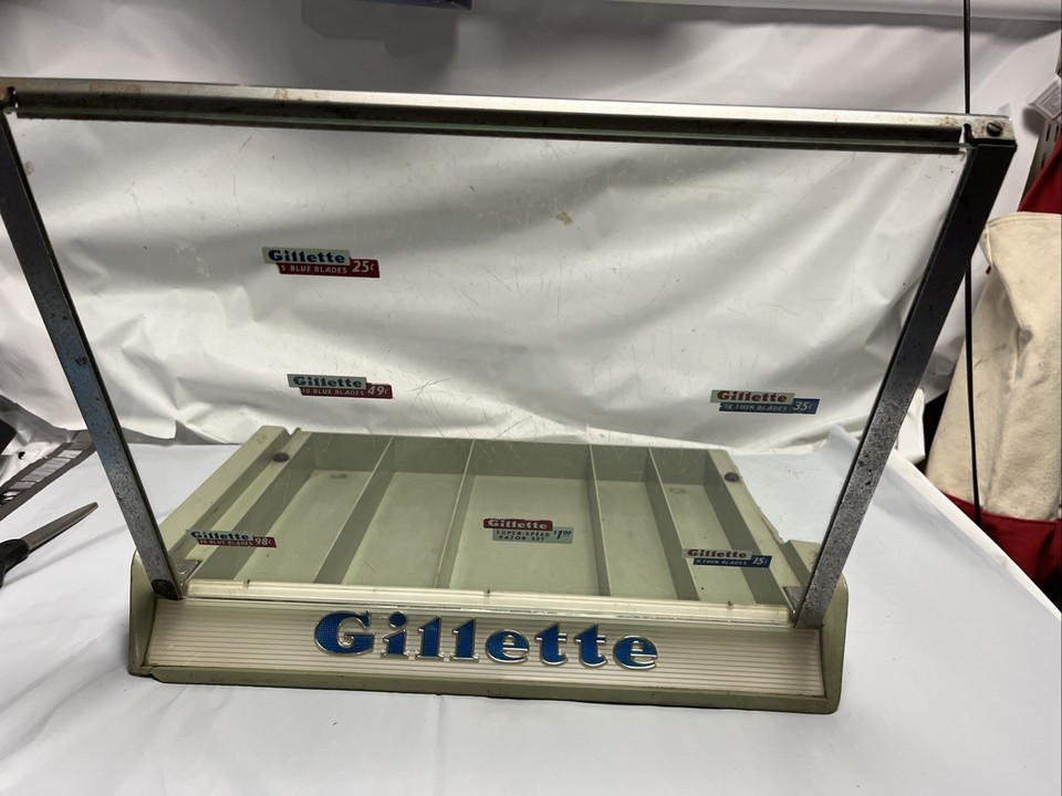 Antique 50s GILLETTE Safety Razor Retail Store Counter Display Case ...