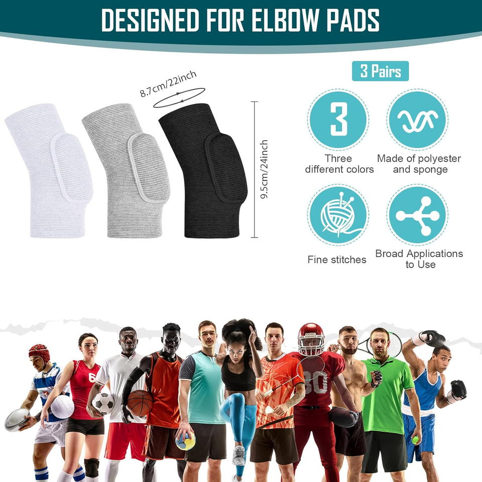 3 Pairs Tandem Volleyball Elbow Pads Arm Brace Pads Elbow Protector ...