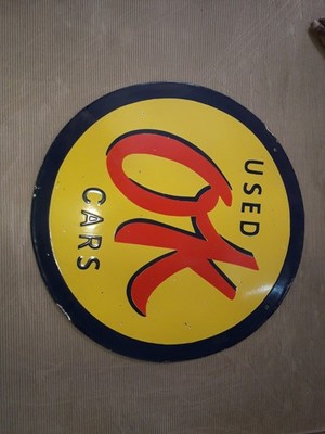 OK USED CARS PORCELAIN ENAMEL SIGN SIZE 30" DOUBLE SIDED | eBay