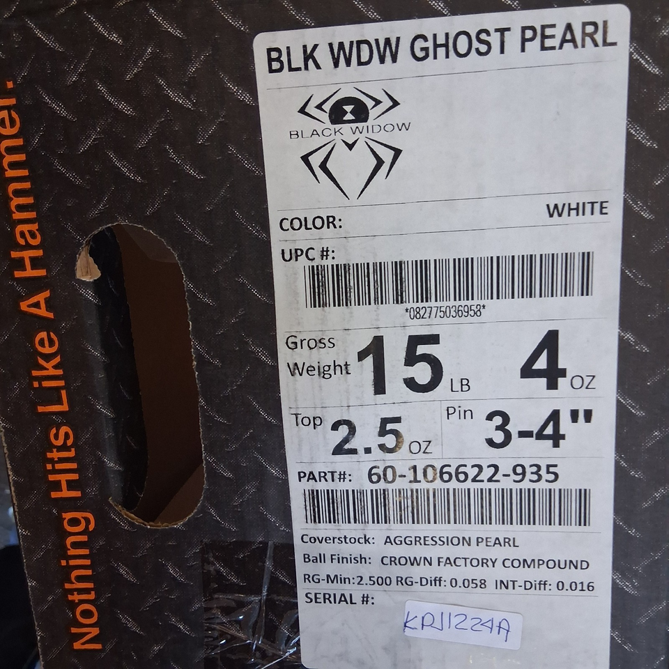 Hammer Black Widow Ghost bowling ball 15 LB 1ST QUALITY new in box #225 ...