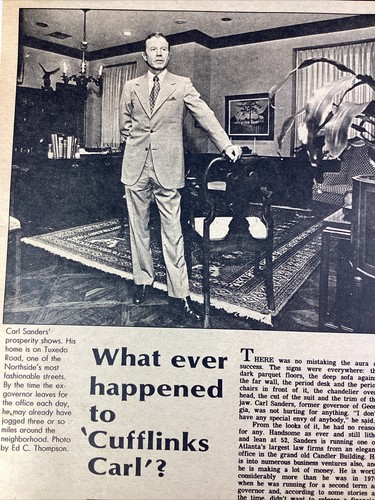 Atlanta GA Print Article 1977 AJC Carl Sanders Tuxedo Road Governor | eBay