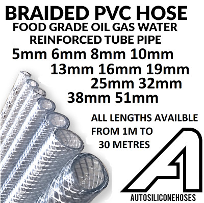 PVC HOSE Clear Flexible Reinforced Braided Food Grade OIL WATER Tube ...