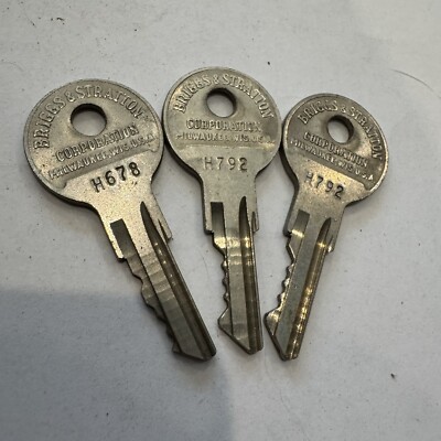 Set Of 3 Vintage Briggs & Stratton Corp Keys H678 H792 Milwaukee Wis. U ...