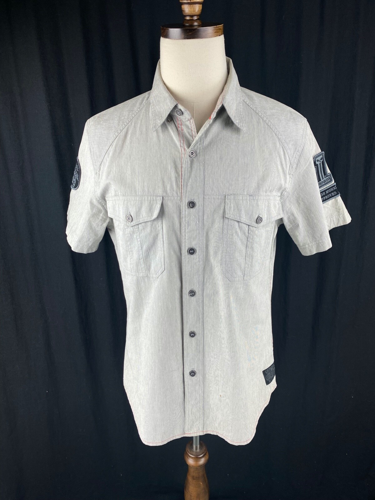 Harley Davidson Mens L Grease Monkey Patches Button S… - Gem