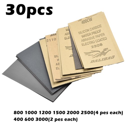 Premium Grade 30pcs Sandpaper Set 400 600 3000 800 1000 1200 1500 2500 ...