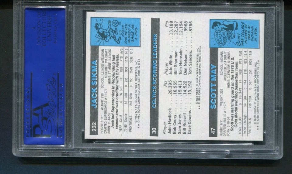 1980 Topps Scoring Leader Larry Bird Rookie Jack Sikma Scott May PSA 10 ...