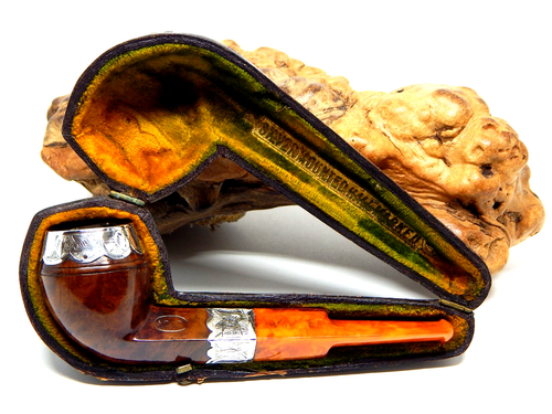 ALBERT BAKER & Co. c.1900 CASED BULLDOG ESTATE PIPE W/STERLING CAP ...