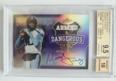 2017 LEAF METAL DRAFT ARMED & DANG. MITCH TRUBISKY PRISM. PURP. /25 BGS ...