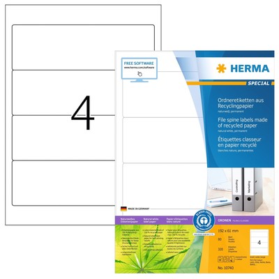 HERMA 10740 Recycled Folder Spine Labels DIN A4, Short/Wide (192 x 61 ...