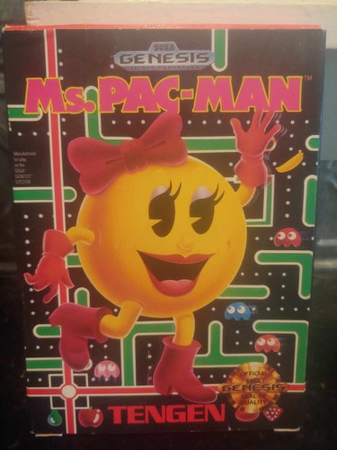 MS. PAC-MAN Sega GENESIS Game Original TENGEN 1991 Cardboard Collector ...