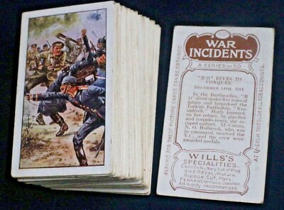 WAR INCIDENTS (SPECIALITIES) 1915, MILITARY , WILLS CIGARETTE CARDS, VG ...