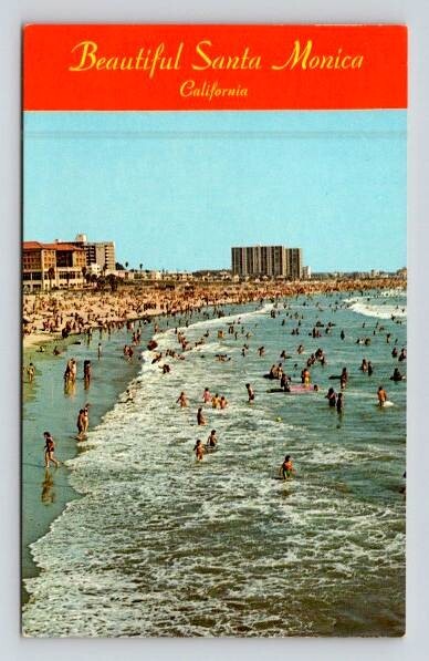 Santa Monica Beach Postcard Santa Monica California Beach Auto Hotel