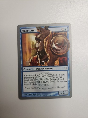 Smart Ass MTG 2004 Blue Donkey Wizard Creature Card Magic the Gathering ...