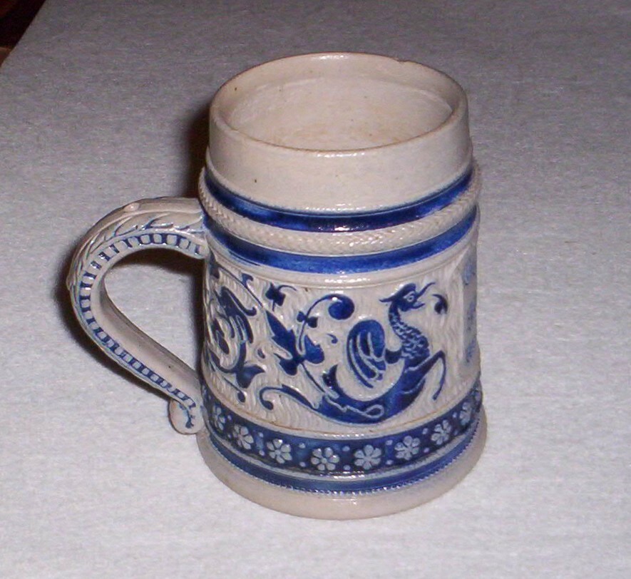 Antique German Stoneware Cobalt Blue Salt Glazed German Beer Stein 3/10 ...