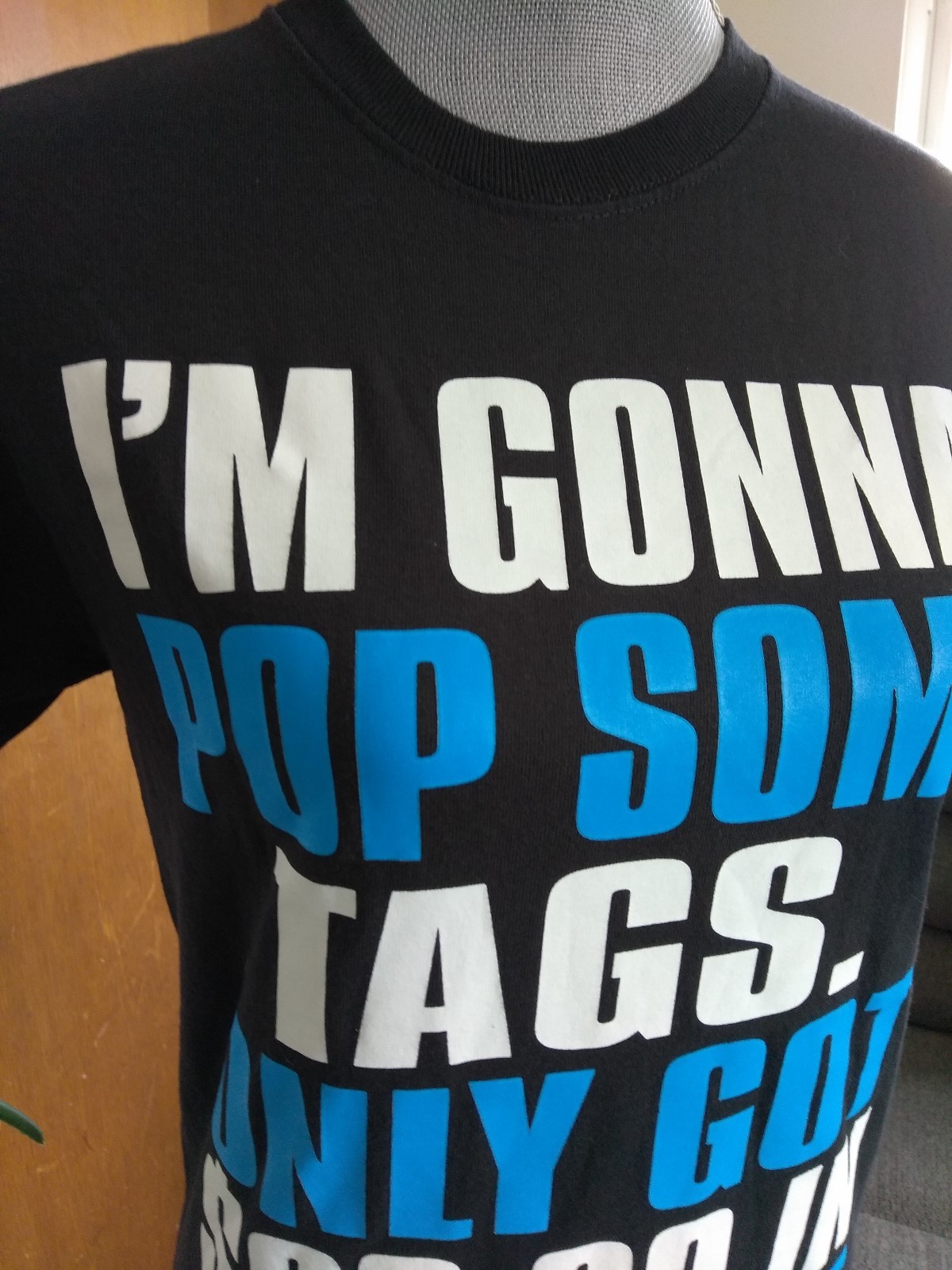 Unisex Macklemore Lyrics "I'm Gonna Pop Some Tags" Black S/S Graphic ...