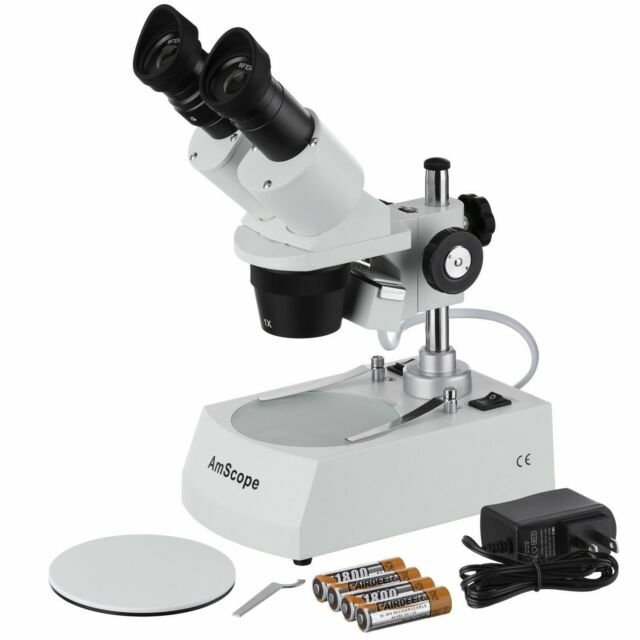 AmScope SE305R-PZ-LED 10X-20X-30X-60X LED Cordless 2-Lights Stereo ...