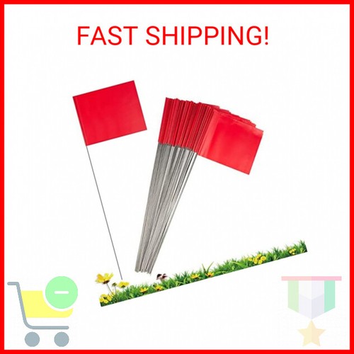 Marking Flags Marker Flags for Lawn 50 Pack, IKAYAS 4 * 5 * 15 Inch Red ...