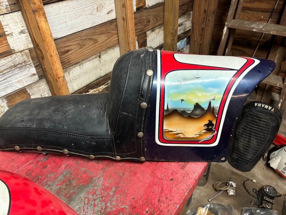 Vintage Suzuki T500 Gas Tank Fuel T 500 Custom Paint Cafe Chopper Seat ...