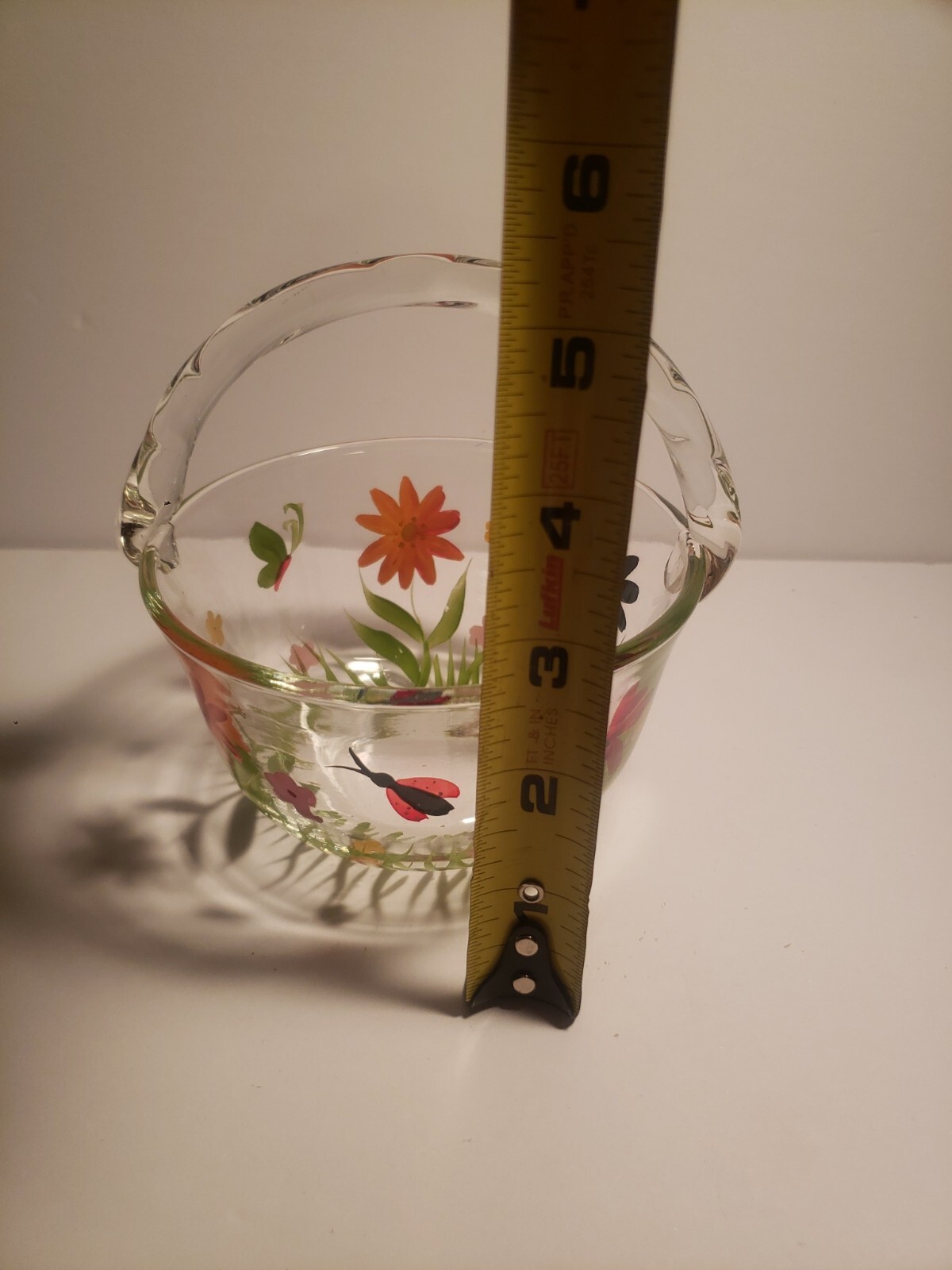 Vintage Hand Made Glass Easter Basket with Handle. Hand Painted Spring ...