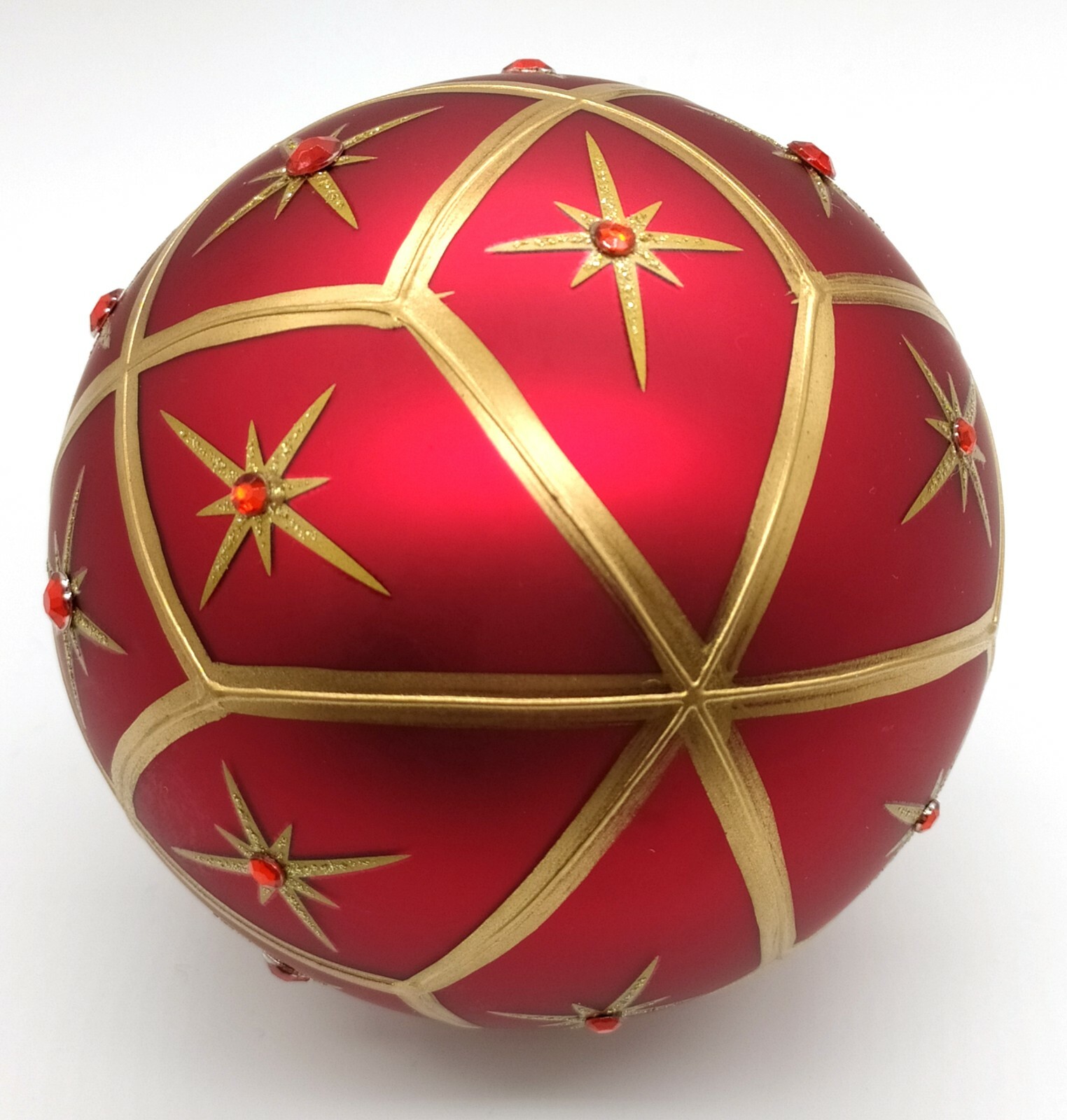A135# Luxury Glass Ball Red Bauble With Porcelain Crown Cap Christmas ...