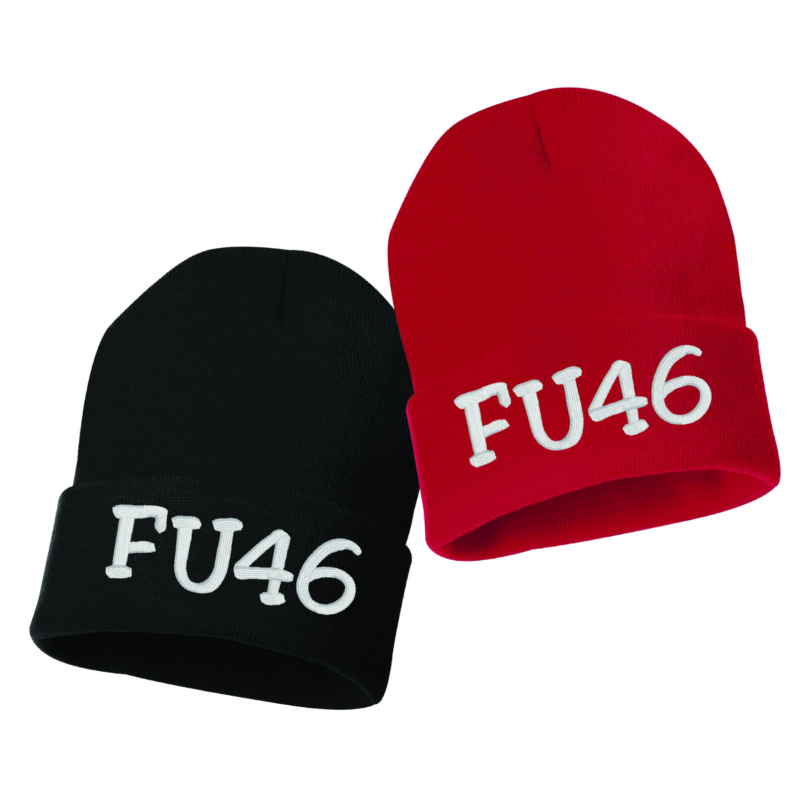 FU46 Embroidered Cuffed Beanie Hat, Embroidered Gift, Winter Hat | eBay