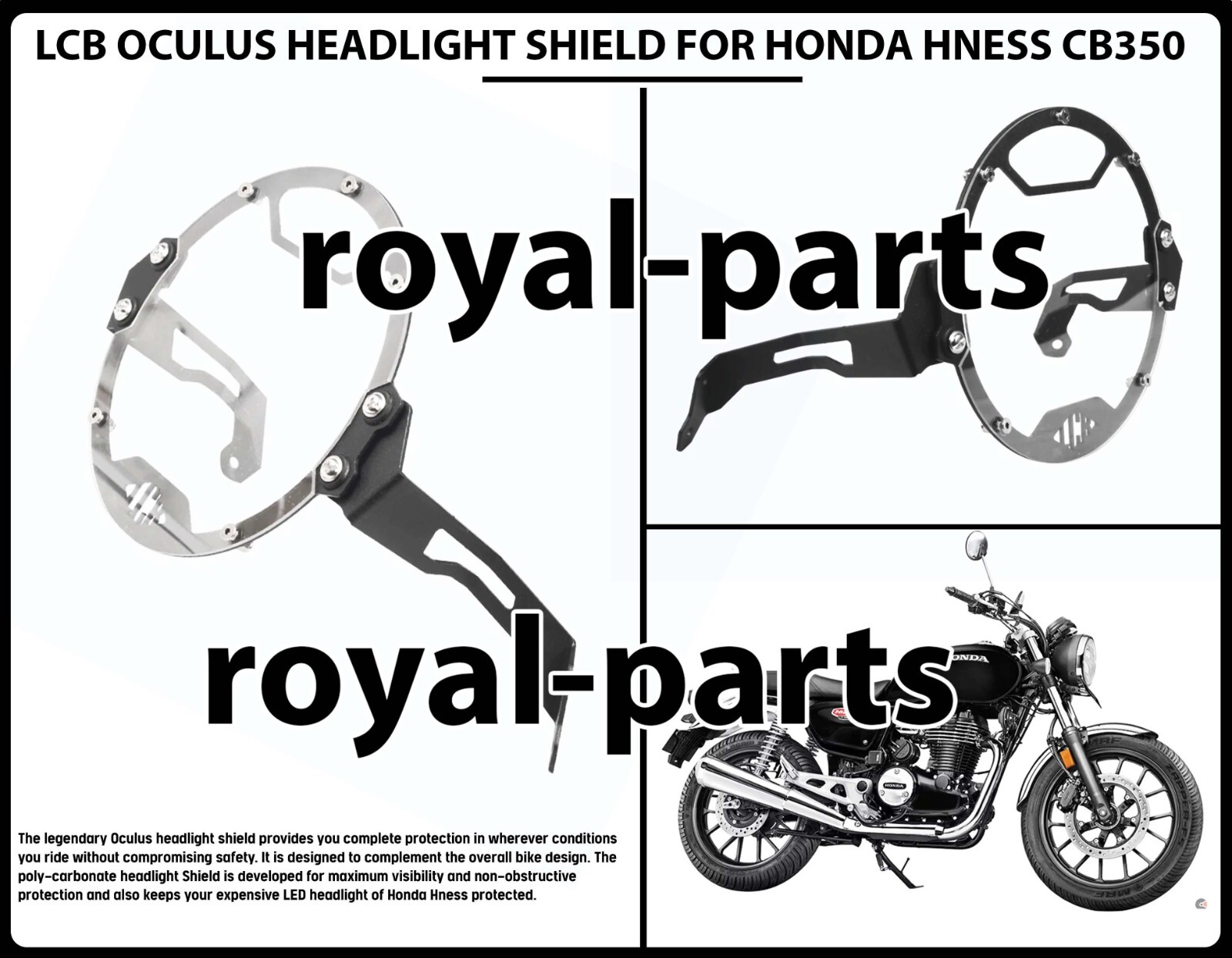 "LCB OCULUS HEADLIGHT SHIELD" Fit For HONDA H'NESS CB350 | eBay