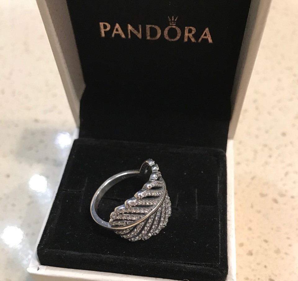 Pandora Light As A Feather Ring Clear CZ 190886CZ +HINGED BOX +POLISH ...