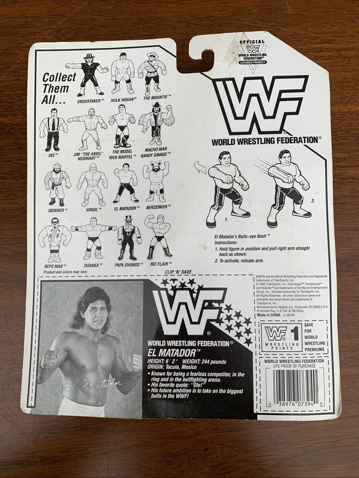 Vintage 1992 Hasbro WWF El Matador Action Figure Blue Card #7394 MOC | eBay