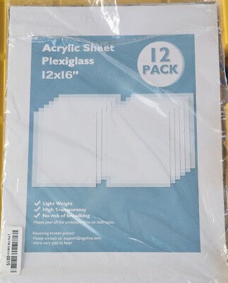 Egofine Plexiglass Sheets Acrylic Sheets 12 Pack of 12x16’’ 0.04 Clear ...