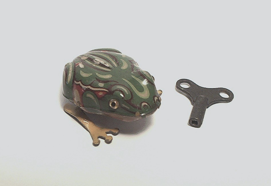 1920s-30s KOHLER TIN KEY WIND CLOCKWORK 1 3/4" MINIATURE HOPPING FROG ...