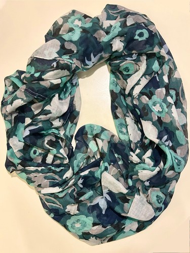 Blue, Aqua, White Floral Soft Infinity Scarf | eBay