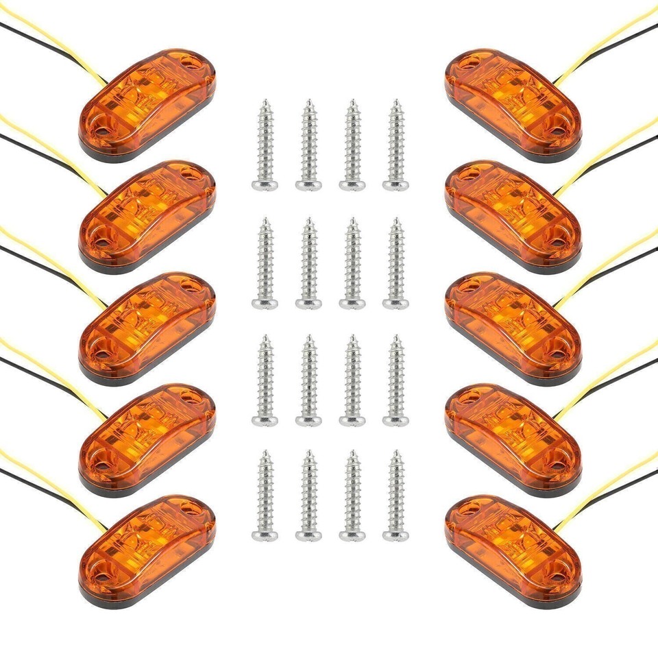 10pc Amber Oval LED Side Clearance Marker Lights 2.5" For Car Truck ...