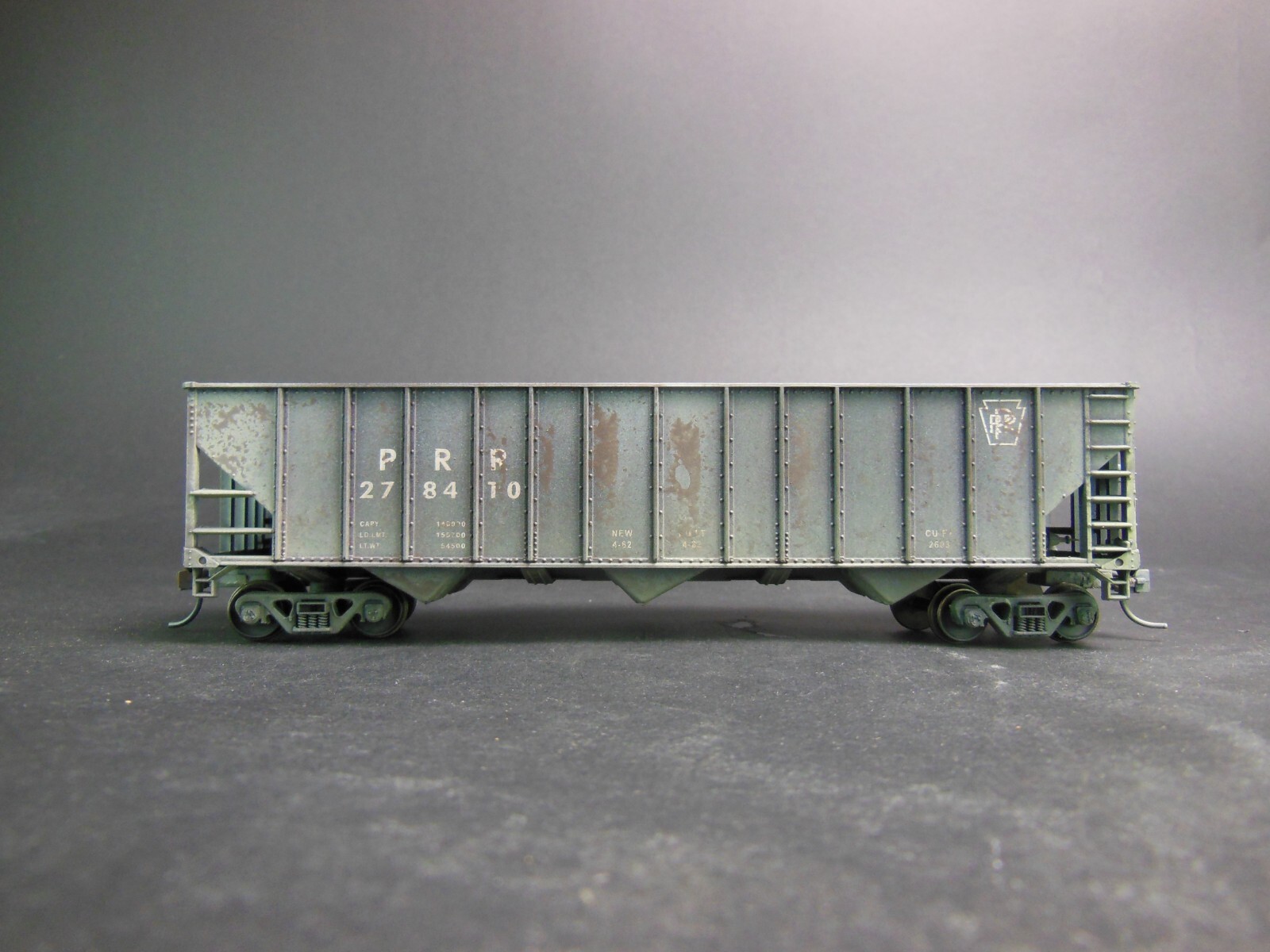 HO SCALE CUSTOM WEATHERED PENNSYLVANIA PRR 278410 100 TON 3-BAY HOPPER ...