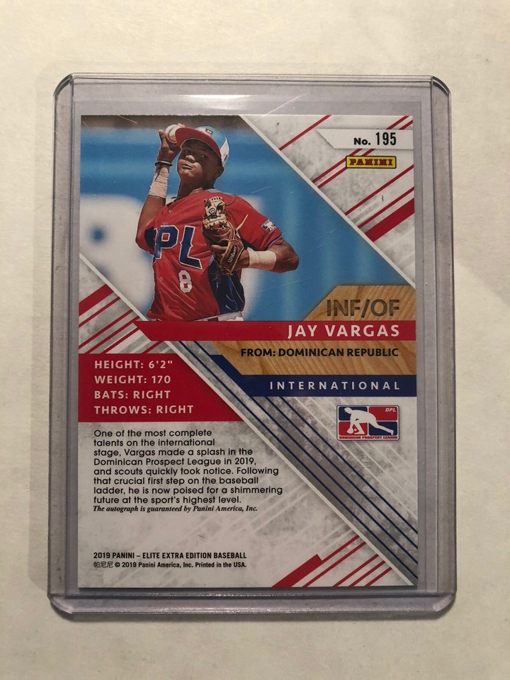2019 Elite Extra Edition Status Autograph Jay Vargas Auto Dominican #195 | eBay